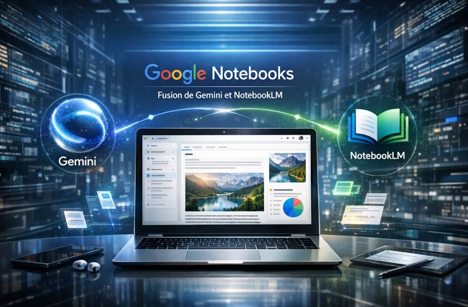 Google Notebooks : Gemini et NotebookLM fusionnent